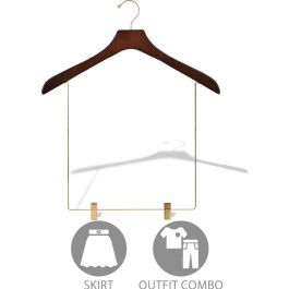 Walnut Wood Display Clothes Hanger With 12" Clips - 18" For Sale